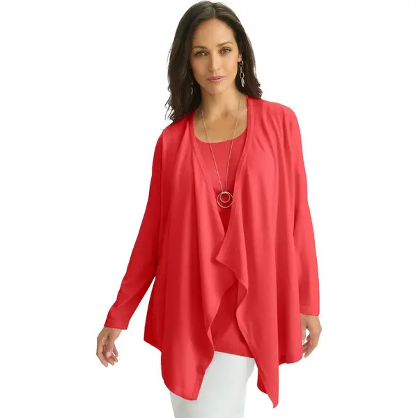 JESSICA LONDON Open Front Flyaway Cardigan - Soft Geranium