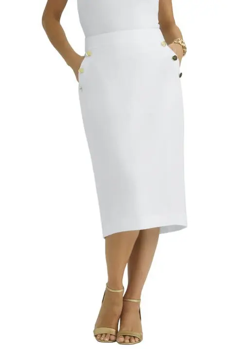 JESSICA LONDON Linen Sailor Skirt - White