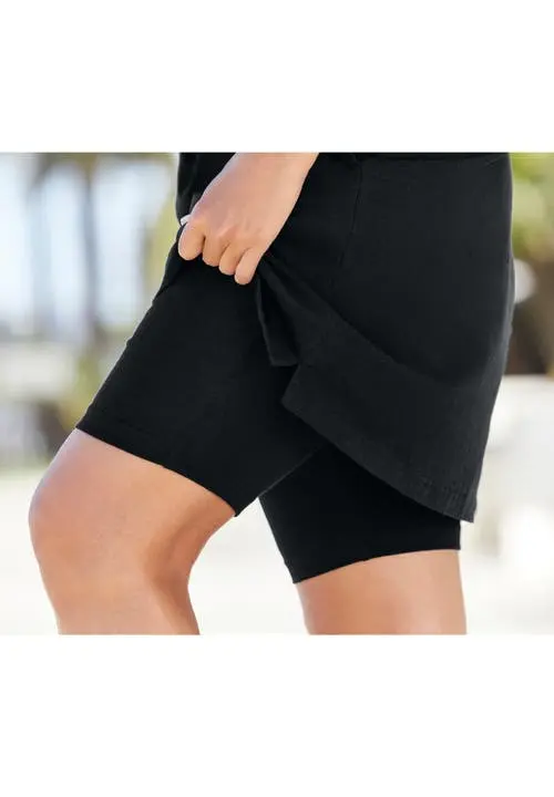 JESSICA LONDON Stretch Cotton Skort With Side Pockets