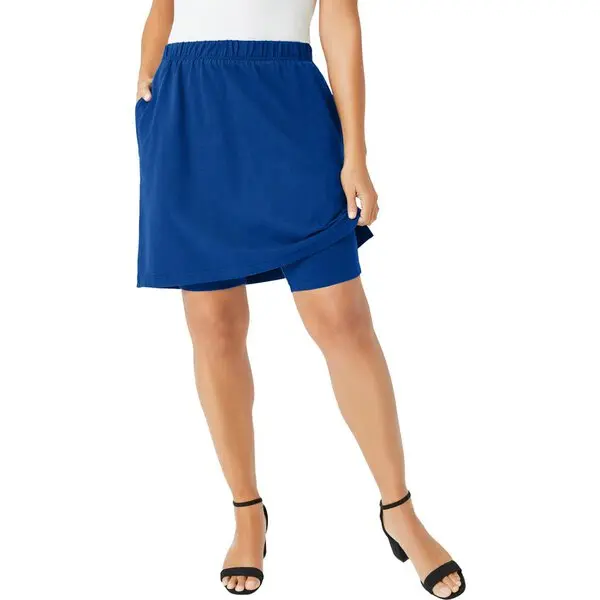 JESSICA LONDON Stretch Cotton Knit Skort - Dark Sapphire