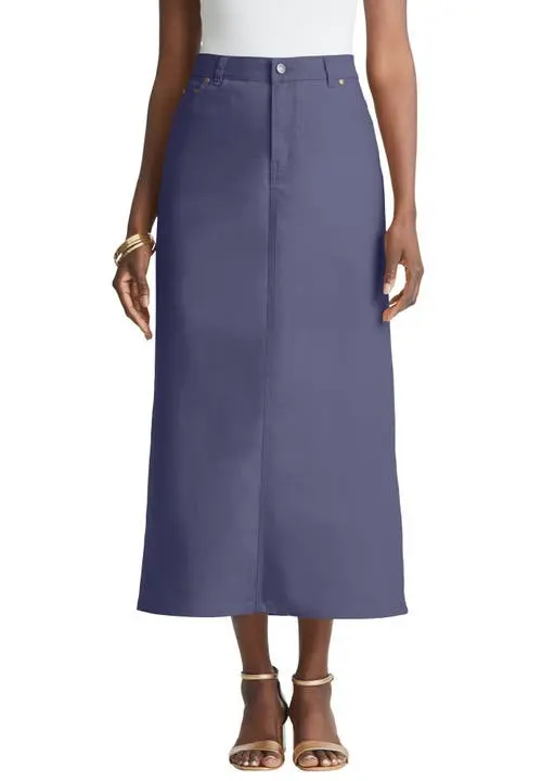 JESSICA LONDON Stretch Denim Midi Skirt - Deep Dusk