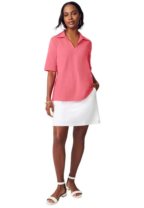 JESSICA LONDON Stretch Cotton Polo T-shirt - Tea Rose