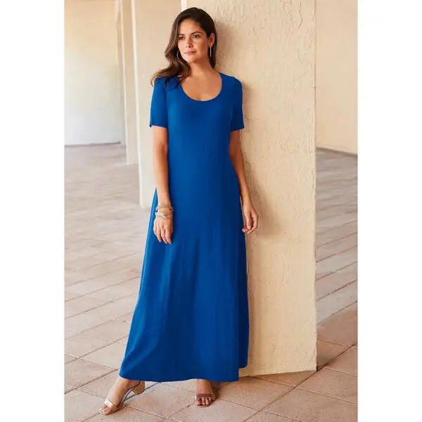 JESSICA LONDON Stretch Cotton T-shirt Maxi Dress - Dark Sapphire