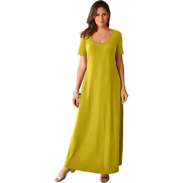 JESSICA LONDON Stretch Cotton T-shirt Maxi Dress - Golden Citrus