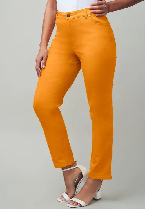 JESSICA LONDON True Fit Stretch Denim Straight Leg Jean - Rich Gold