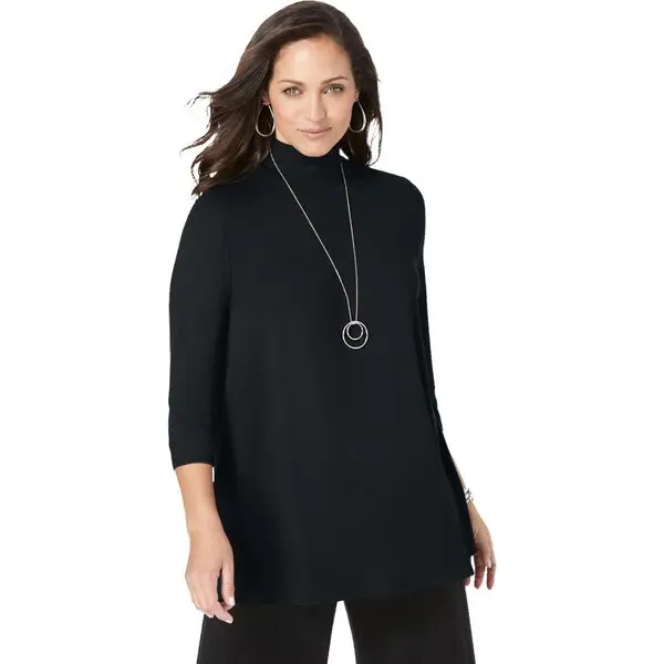 JESSICA LONDON Mockneck Swing Tunic - Black