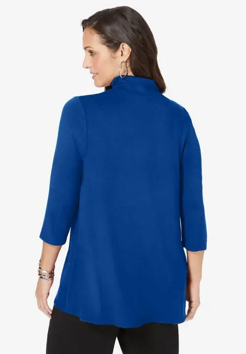 JESSICA LONDON Mockneck Swing Tunic - Black