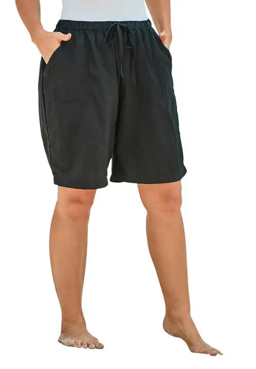 SWIM 365 Taslon® Cover-up Board Shorts With Built-in Brief - Black