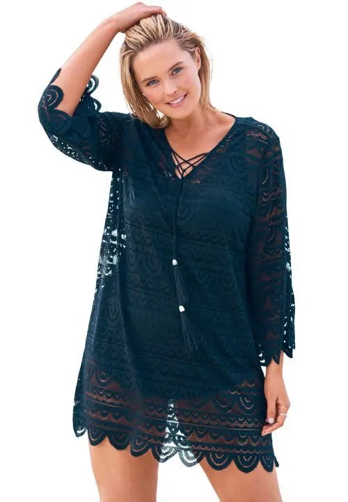SWIM 365 Scallop Lace Cover Up - Black