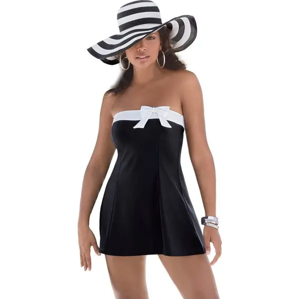 SWIM 365 Bandeau Swimdress - Black White