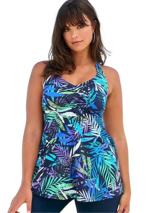 SWIM 365 Braided Tankini Top - Cool Textured Palm