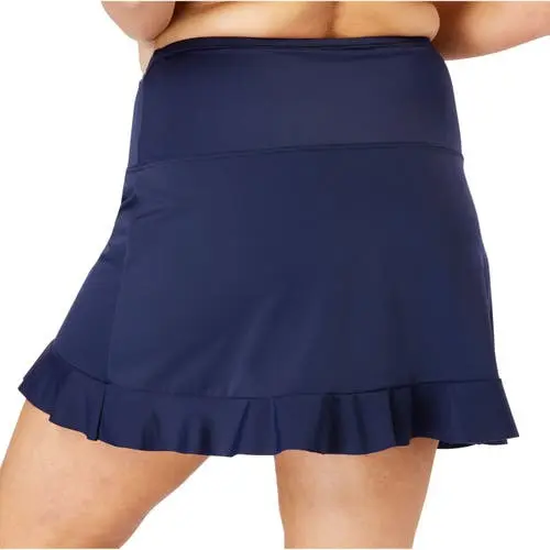 SWIM 365 Ruffle Trim Swim Skirt With Tummy Control Brief - Black