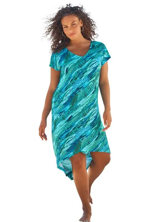 SWIM 365 High-low Cover Up - Blue Mixed Animal