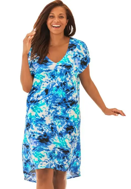 SWIM 365 High-low Cover Up - Multi Watercolor Tie Dye