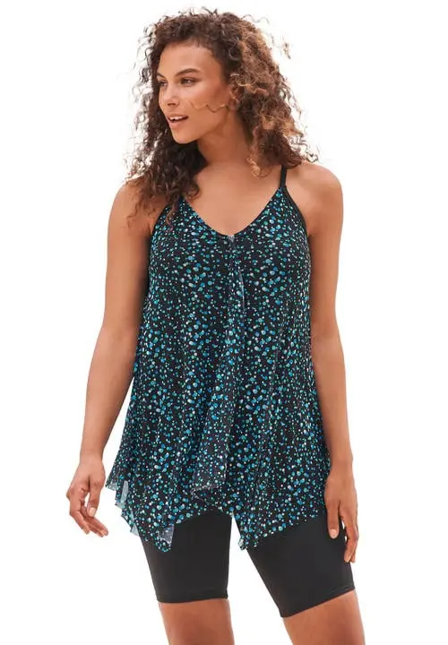 SWIM 365 Longer-length Mesh Tankini Top - Water Droplet