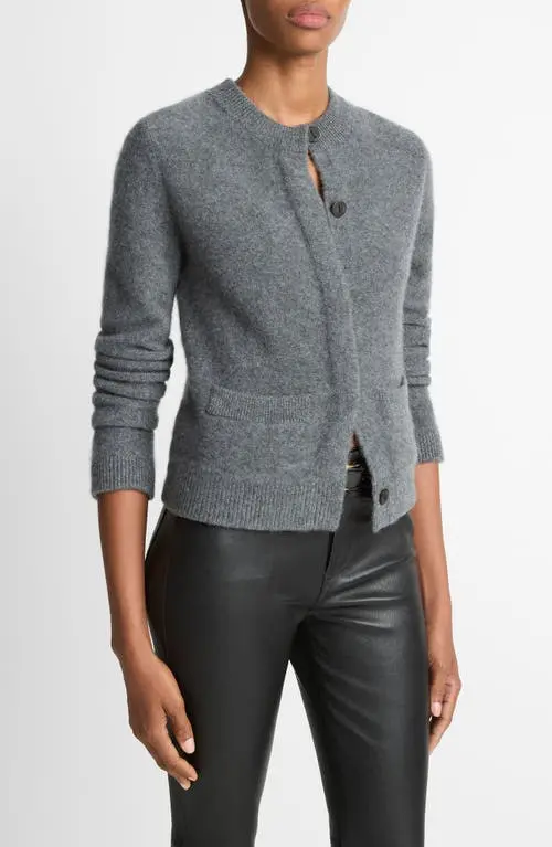 Vince Cashmere Crewneck Cardigan - Heather Graphite