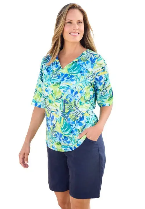 SWIM 365 Three-quarter Sleeve Swim Tee - Royal Copacabana
