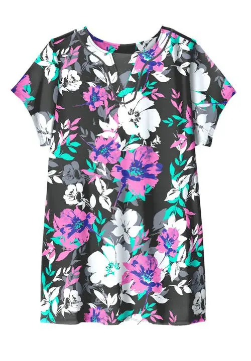 SWIM 365 Swim Tunic Short-sleeve - Pink Graphic Peony