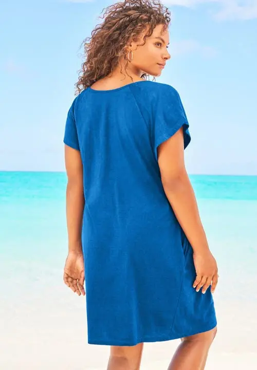 SWIM 365 Box-pleat Cover-up With Flutter Sleeves - Navy