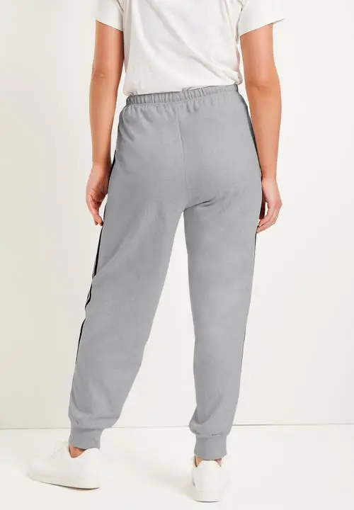 JUNE + VIE French Terry Joggers With Side Stripe Detailing - Black