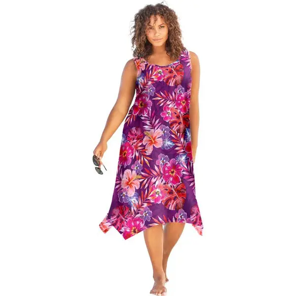 SWIM 365 Sharktail Beach Cover Up - Spice Hibiscus