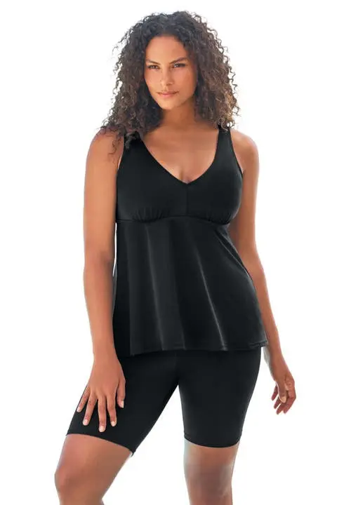 SWIM 365 Flowy Tankini Top - Black
