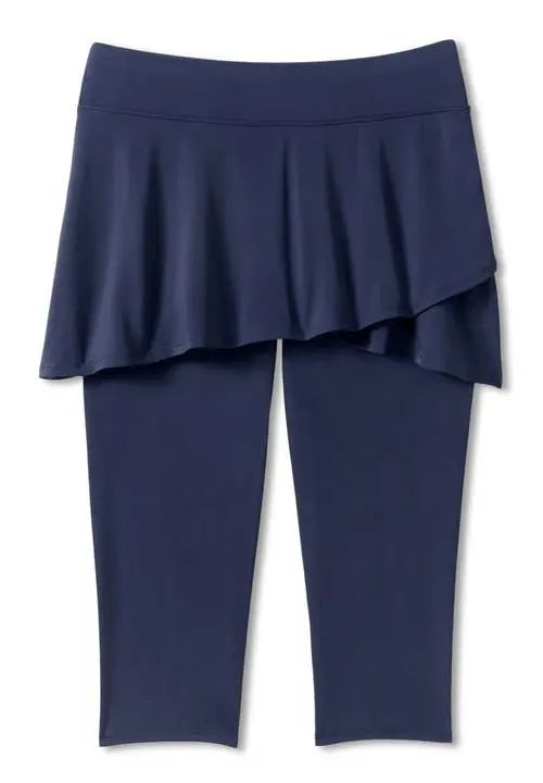 SWIM 365 Skirted Swim Capri Pants - Navy