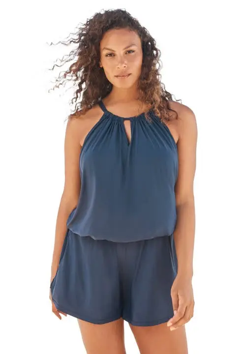 SWIM 365 High-neck Swim Romper - Navy