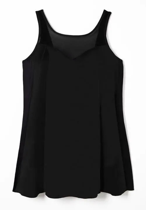 SWIM 365 Mesh Trim Swim Dress With Sweetheart Neckline - Black