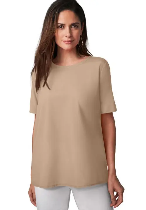 JESSICA LONDON Uptown Refined Tee - New Khaki