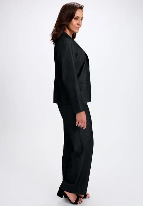 JESSICA LONDON Slubbed Denim Blazer