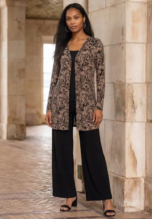 JESSICA LONDON Stretch Knit Wide Leg Palazzo Pants
