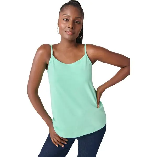JESSICA LONDON Stretch Cotton Cami - Pale Seafoam