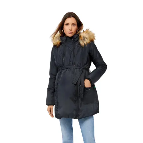 MODERN ETERNITY Rachel3 In 1 Maternity Coat With Belt - Black