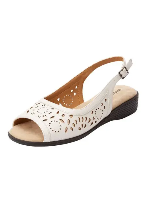 COMFORTVIEW Mary Leather-like Slingback Sandals - White