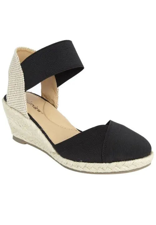 COMFORTVIEW Espadrille With Jute-wrapped Wedge - Black