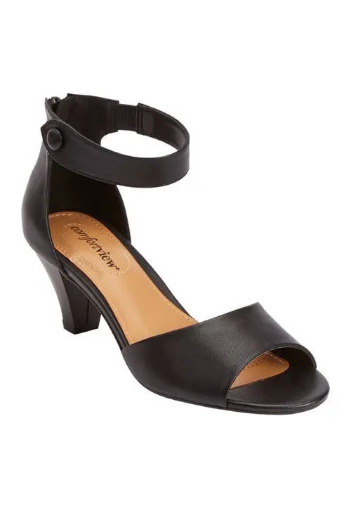 COMFORTVIEW Fallon Ankle Strap Sandal - Black