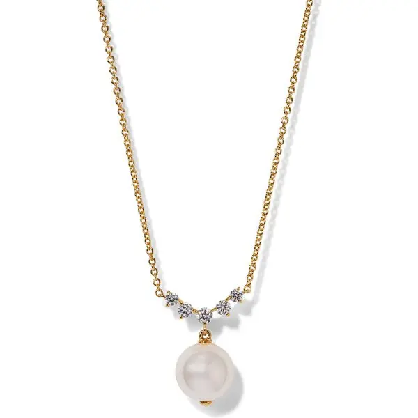 Nadri Faux Pearl And Cubic Zirconia Pendant Necklace - Gold