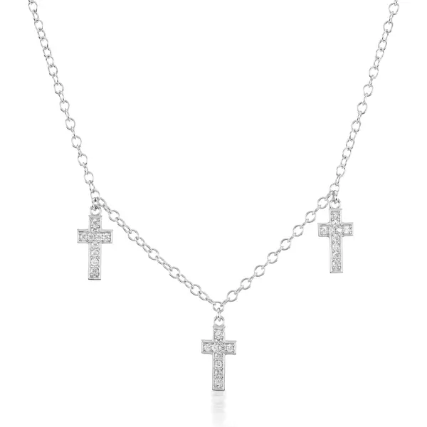 Sheryl Lowe Diamond Cross Dangle Necklace - Sterling Silver