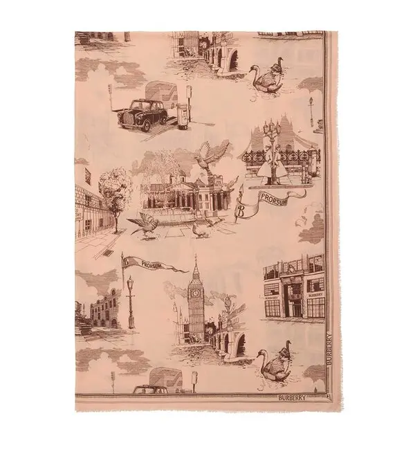 Burberry Wool-silk London Landmarks Scarf - Pink
