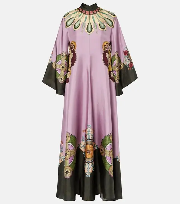 La DoubleJ Magnifico Printed Silk Twill Kaftan - Multicoloured