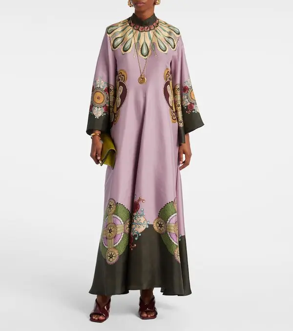 La DoubleJ Magnifico Printed Silk Twill Kaftan - Multicoloured