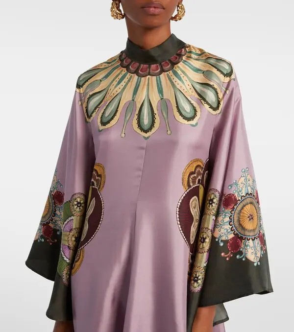 La DoubleJ Magnifico Printed Silk Twill Kaftan - Multicoloured
