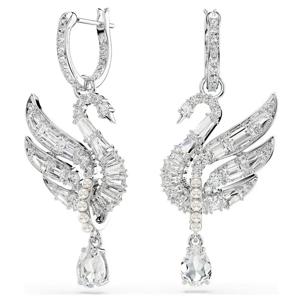 SWAROVSKI Swan Dangle Earrings - White