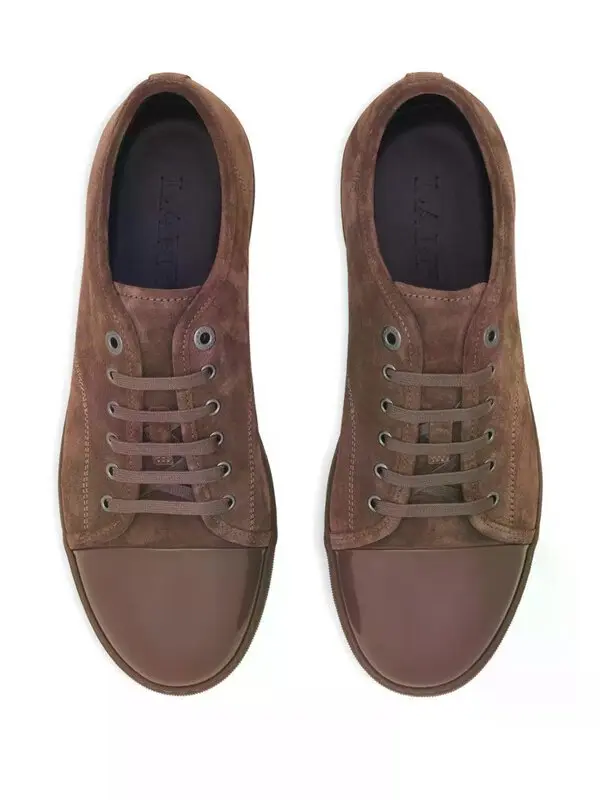 LANVIN Suede Leather Cap-toe Sneakers - Brown