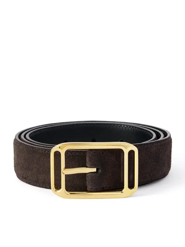 TOM FORD Stadium 3.8cm Suede Belt - Brown