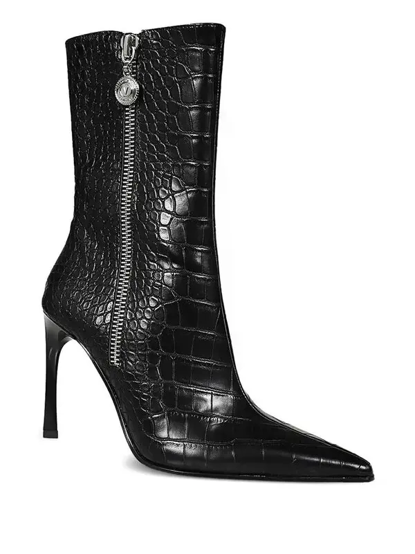 Versace Pointed-toe Crocodile-effect Ankle Boots