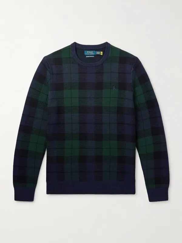 Polo Ralph Lauren Logo-embroidered Checked Wool Sweater