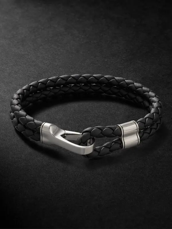John Hardy Braided Leather And Sterling Silver Bracelet - Black