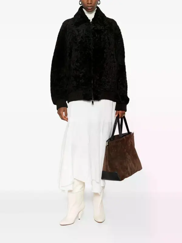 P.a.r.o.s.h Lamb Fur Zip-up Bomber Jacket